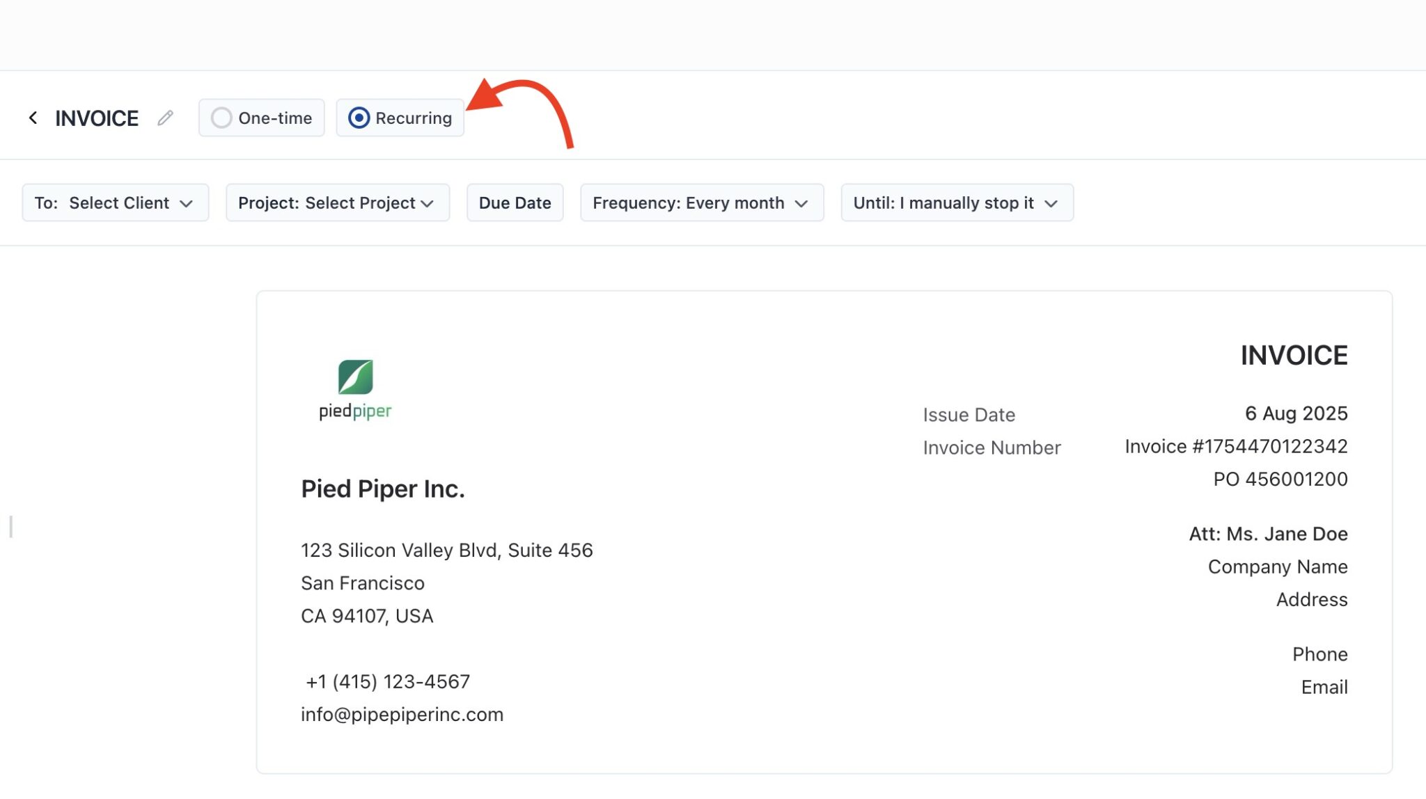Creating Recurring Invoices - OneSuite